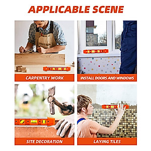 RONGPRO 9 Inch Torpedo Level Magnetic Box Level, Measuring Shock Resistant Torpedo Level with 45°/90°/180° Bubbles, Orange - 2 PCS