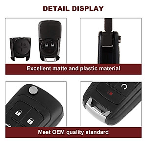 ANGLEWIDE Keyless Entry Remote Car Key Fob SHELL CASE 2pads Replacement for 10-17 for Buick for Chevy for GMC (FCC 5461A-01060512) 5 Buttons