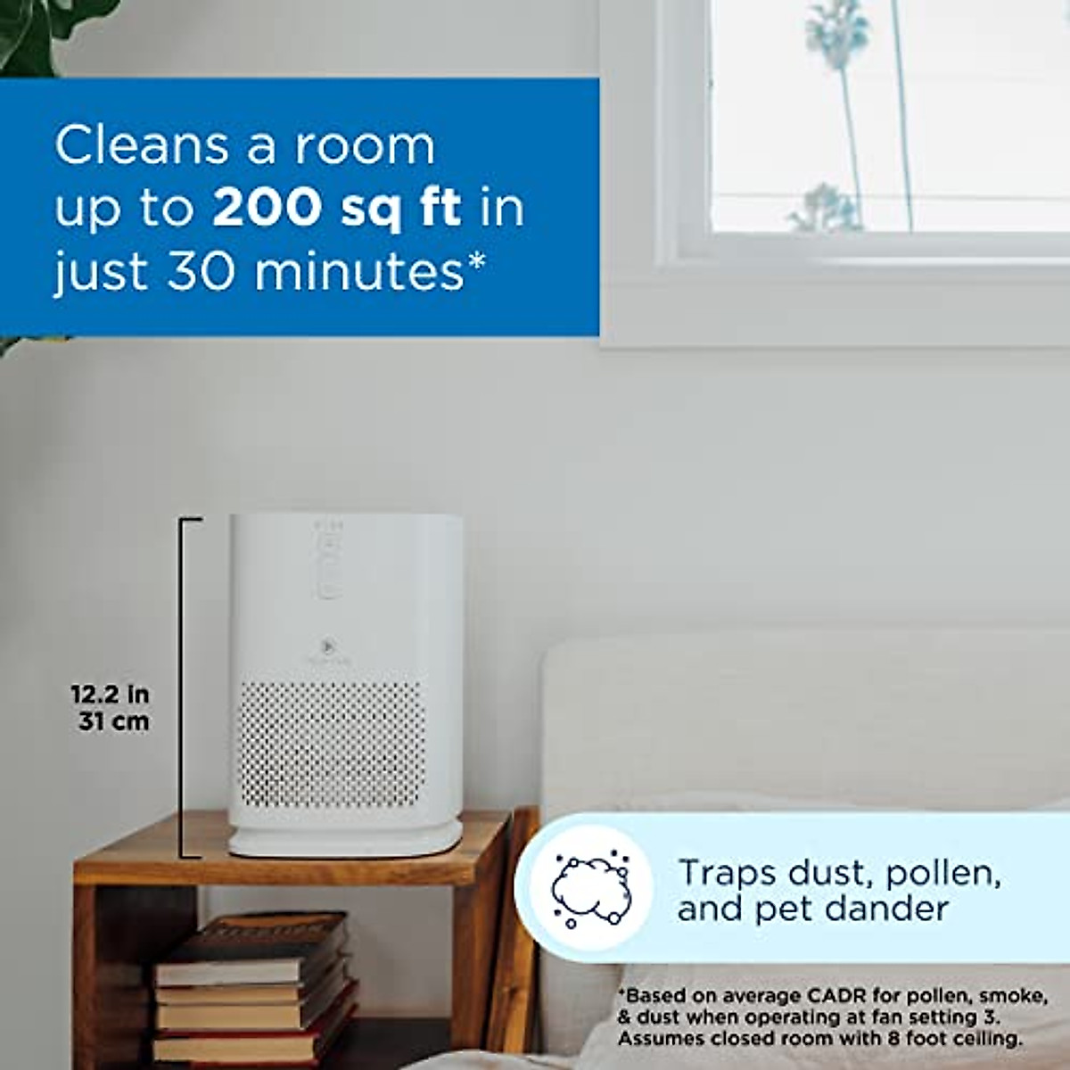 Medify Air MA-14 Air Purifier with H13 True HEPA Filter | 200 sq ft Coverage | for Allergens, Wildfire Smoke, Dust, Odors, Pollen, Pet Dander | Quiet 99.7% Removal to 0.1 Microns | White, 1-Pack