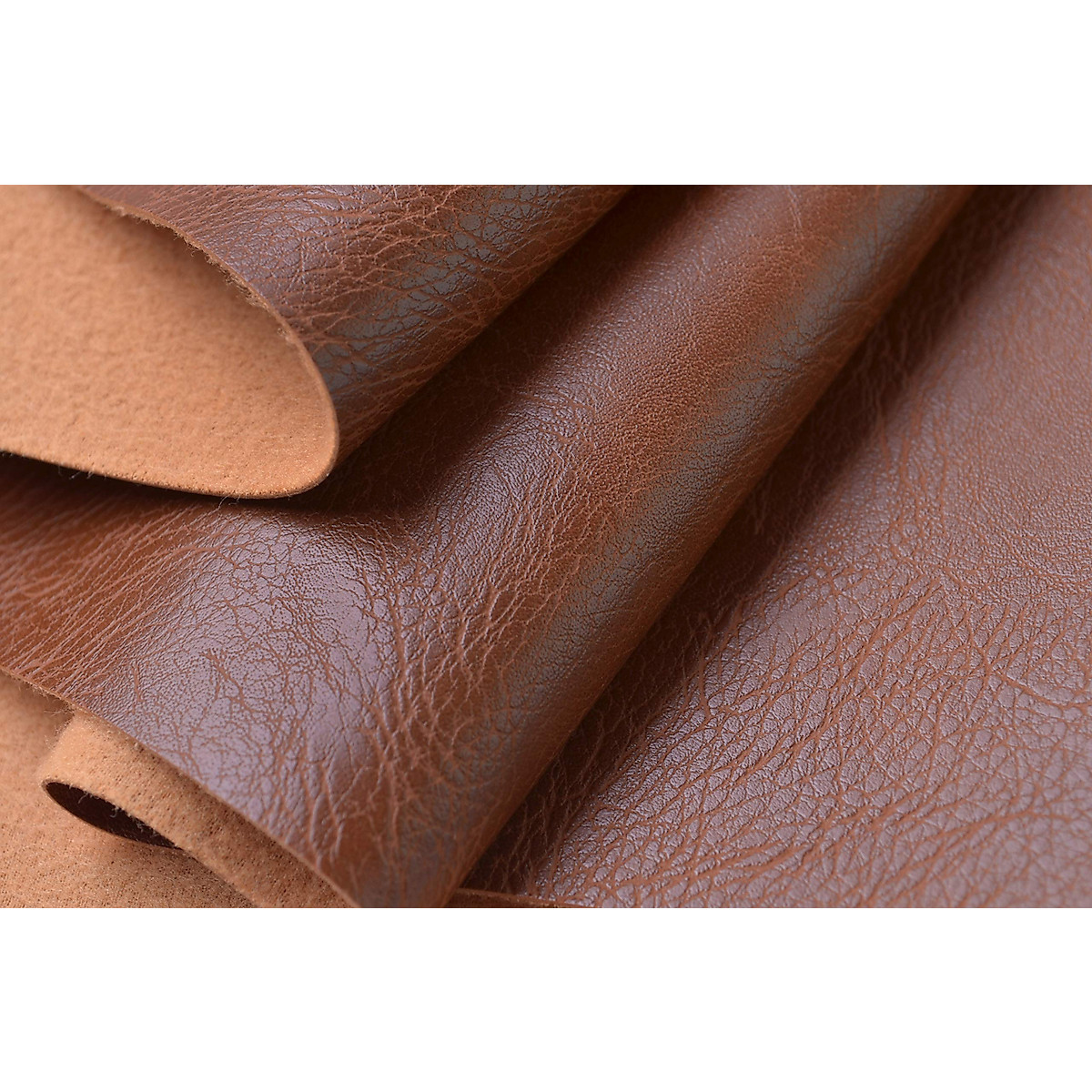 Wento Thick 1 Yard Faux Leather Fabric Soft Skin Grain PU Leather Fabric for Furniture Cover Reupholster Sofa Chairs Cushiones Vinyl Upholstery Fabric (1yard,Brown)