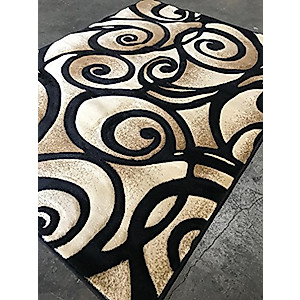 Contempo Modern Area Rug Contemporary Abstract Black Design 341 (4 Feet X 5 Feet 3 Inch)