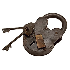 Deco 79 Brass Lock And Key, 1" x 3" x 2", Dark Gray