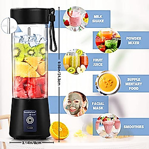 Portable Blender for Shakes and smoothies with Scale, 4000mAh Personal Electric Blender 15.2 oz,150w 6-Blades Blender Bottles, USB Rechargeable Mini Fruit Juicer for Travel, Office, Outdoors