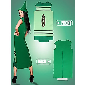 Xtinmee 4 Set Crayon Costume for Adults, Halloween Crayon Fancy Dress Funny Outfit for Halloween Cosplay Dress up, One Size (Yellow, Red, Green, Blue)