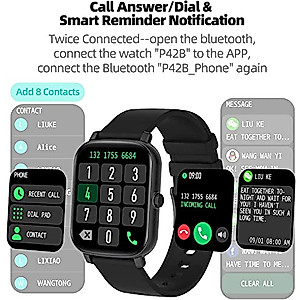 Smart Watch for Android Phones with Call Receive/Dial, 1.7“ IP68 Waterproof Fitness Tracker with Heart Rate SpO2, Sleep Tracker Voice Control Sport Activity Trackers Smartwatch for Women Men