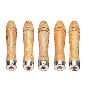 10Pcs Brown Wooden File Handle with Strong Metal Collars, 5pcs Large Wood Handle for 10"-12" File and 5pcs Medium Wooden Handle for 6"-8" File, Screwdriver Hand Drill File Handle Cutting Tool Craft
