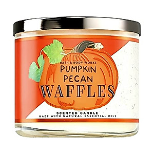 Bath & Body Works, White Barn 3-Wick Candle w/Essential Oils - 14.5 oz - 2021 Autumn! (Pumpkin Pecan Waffles)