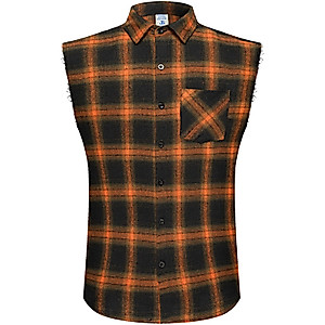 JG JENNY GHOO Sleeveless Flannel Shirt Men Casual Plaid Button Down Shirts Vest