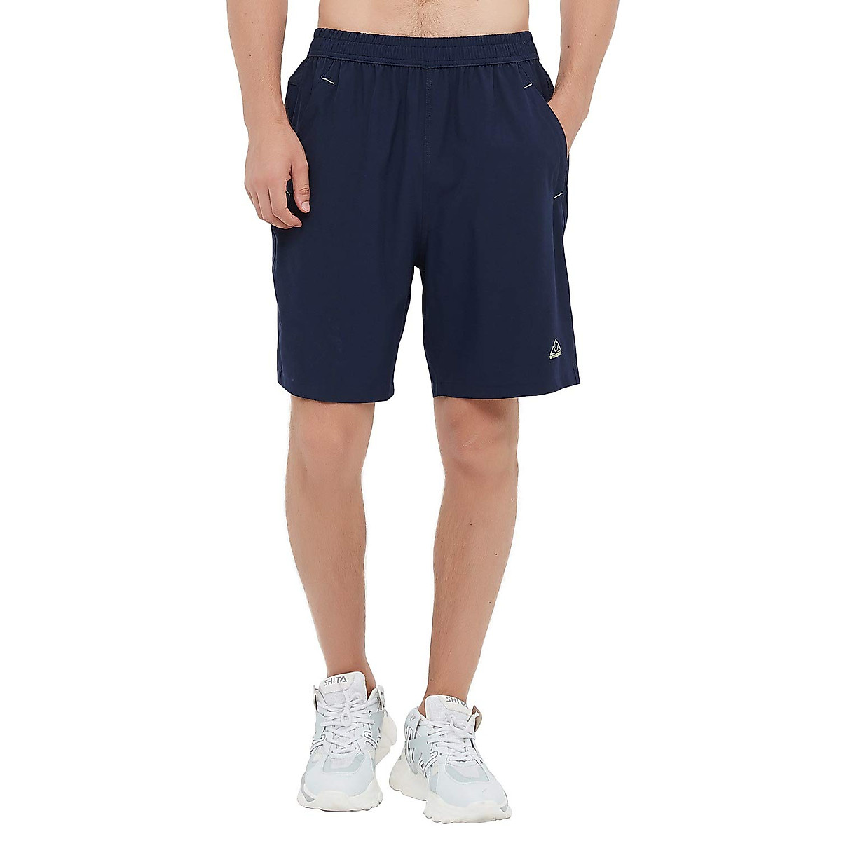 Rdruko Men's Outdoor Running Shorts Quick Dry Lightweight 7" Hiking Shorts with Zip Pockets(Navy, US XL)
