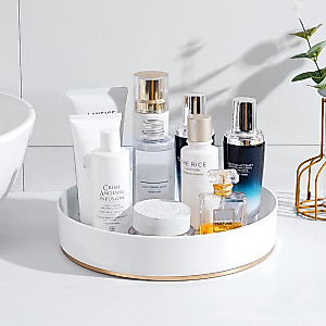 Rotatable Modern Round Tray,360°Rotating Spice Storage Rack,10" Lazy Susan Turntable Organizer,Cosmetic Makeup Vanity Tray for Storage Jewelry,Perfume&Kitchen Condiment,Suit for Home Decorative