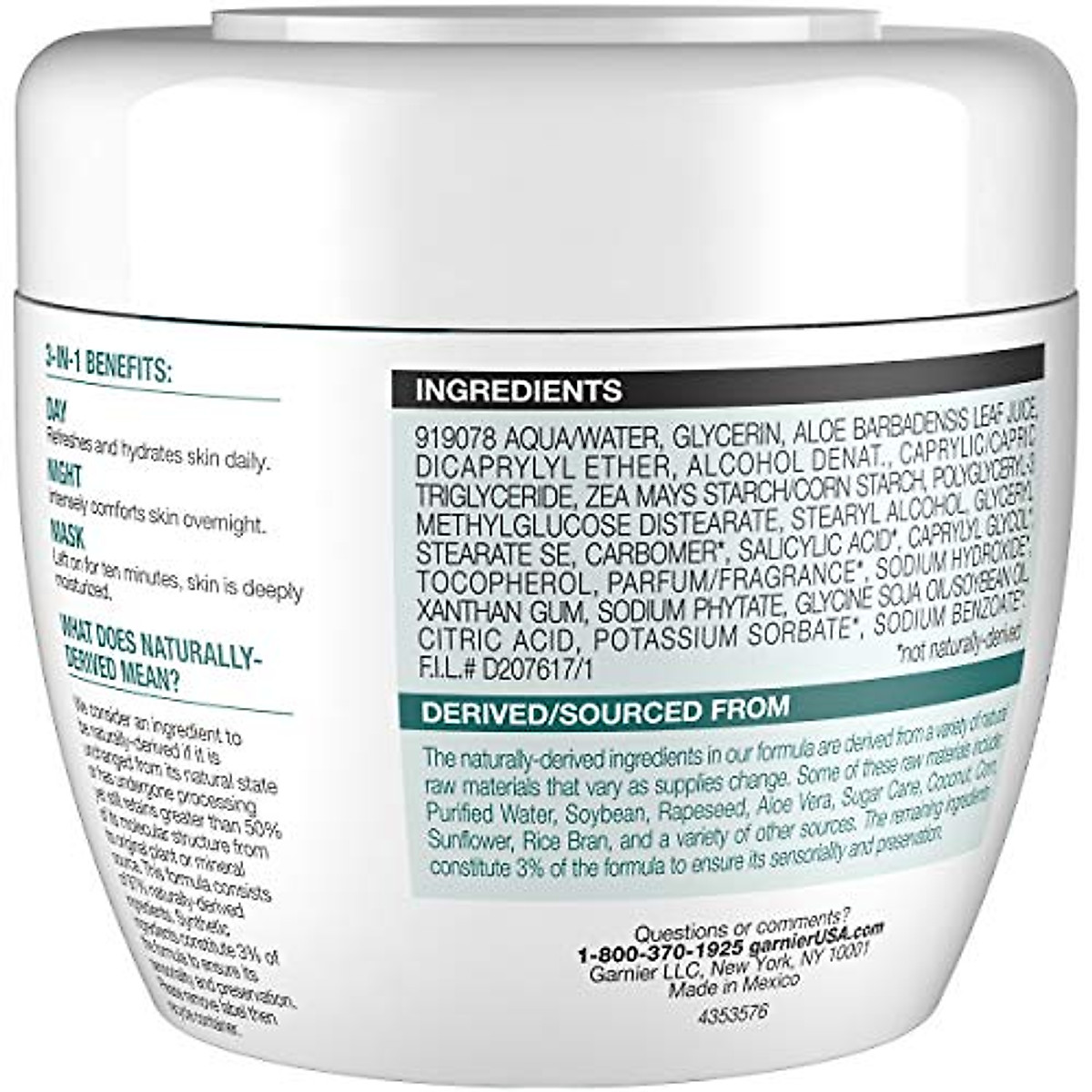 Garnier SkinActive 3-in-1 Face Moisturizer with Aloe, For Dry Skin, 6.75 fl. oz.