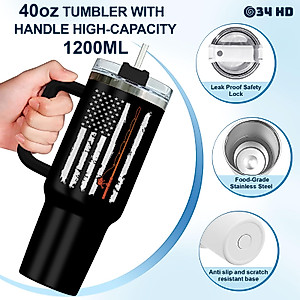 34HD Bass Fishing Tumbler with Lid and Straw, 40oz Bass Fish Cup for Dad Grandpa Uncle, Men Vacuum Insulated Mug, Fishing Gifts for Birthday Fathers Day Anniversary