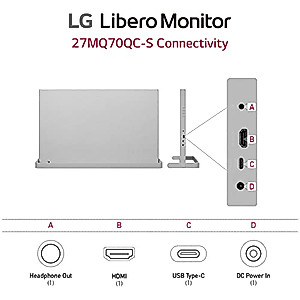 LG 27MQ70QC-S.AUS 27" QHD IPS HDR 10 Libero Monitor with Detachable Full HD Webcam