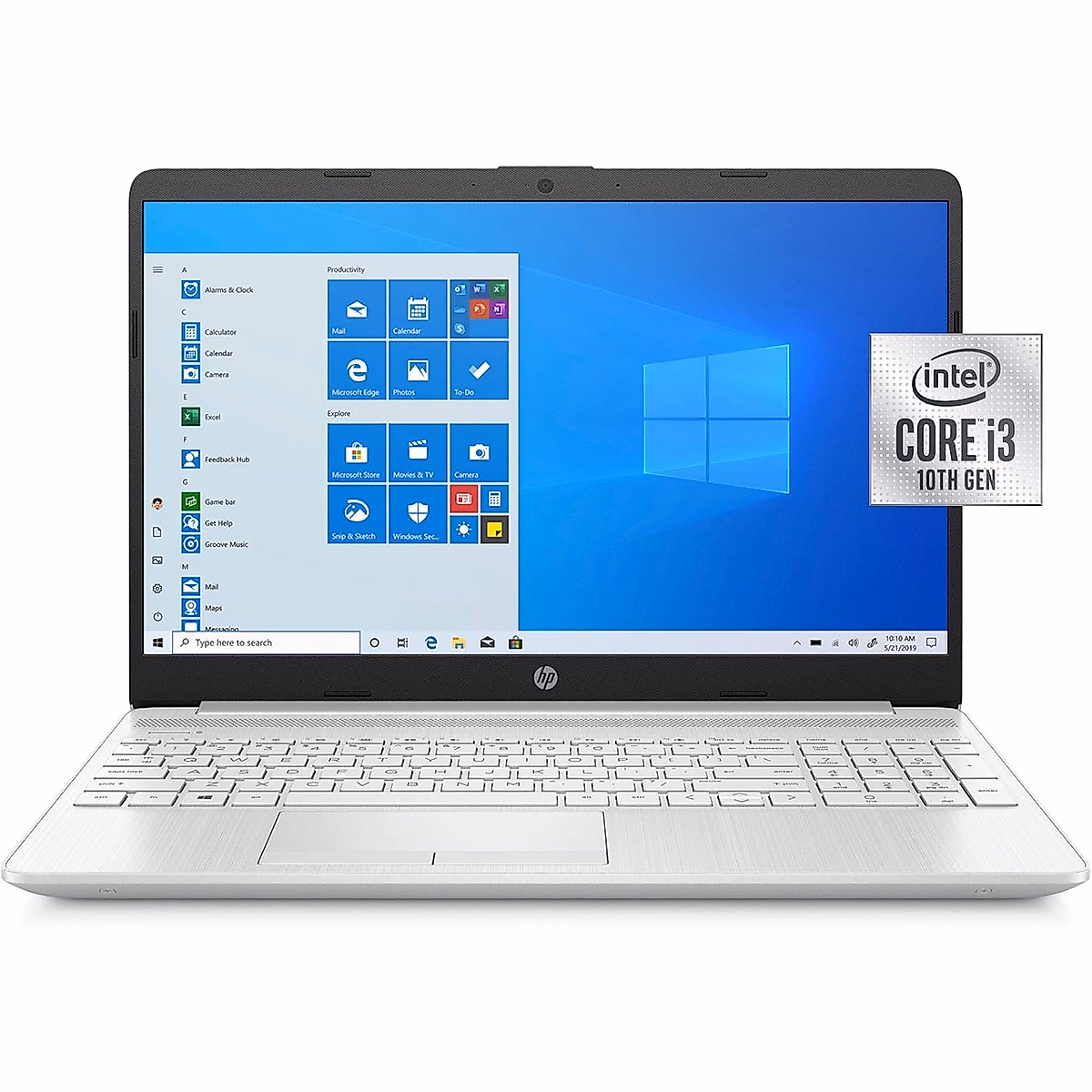 HP 15.6", Core i3-1010, 4GB SDRAM, 128GB SSD, Natural Silver, Windows 10, 15-DW1024