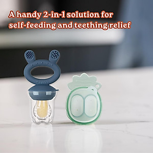 Haakaa Freeze-N-Feed Mini Combo with Silicone Food Feeder & Silicone Mini Nibble Tray|Baby Solid Food Self Feeder|Breastmilk Popsicle Mold Storage & Feeder for Soothing Baby Gums 1 PK