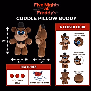 Five Nights at Freddy's Kids Bedding Super Soft Plush Cuddle Pillow Buddy, One Size, By Franco