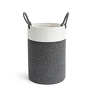 Goodpick Tall Laundry Hamper Woven Jute Rope Dirty Clothes Hamper Rope Basket for Blanket in Living Room Modern Hamper Basket Grey Basket for Storage, 19.7''H * 13.8''D
