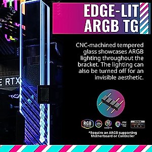 Cooler Master MasterAccessory ARGB GPU Support Bracket, Edge-Lit ARGB Tempered Glass, Universal GPU Bracket, Multiple Orientations (MCA-U000R-GSBTG-00)