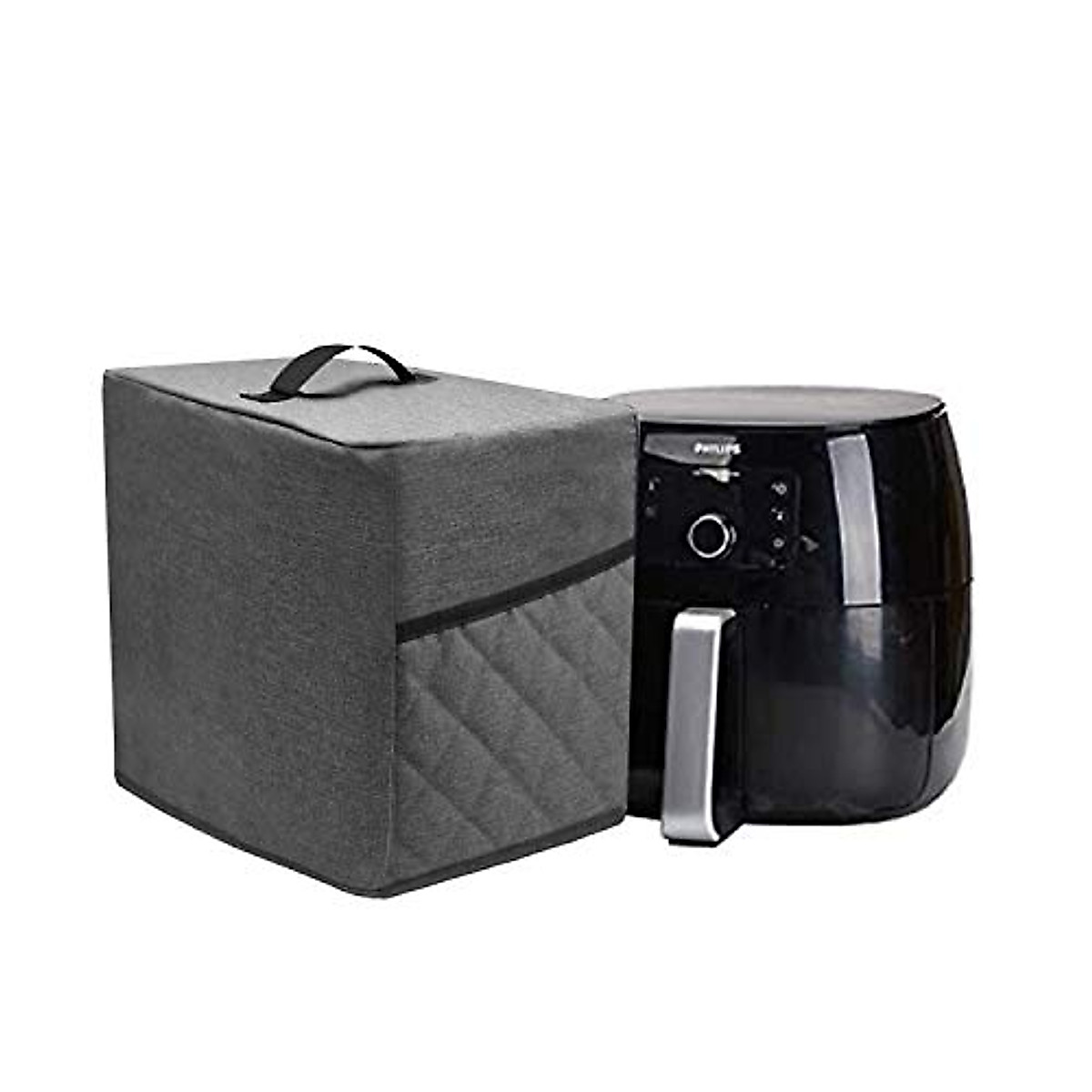 Air Fryer Dust Cover with 2 Accessory Pocket,Waterproof,Easy cleaning (FIT FOR 5-6 QUART, Gray)