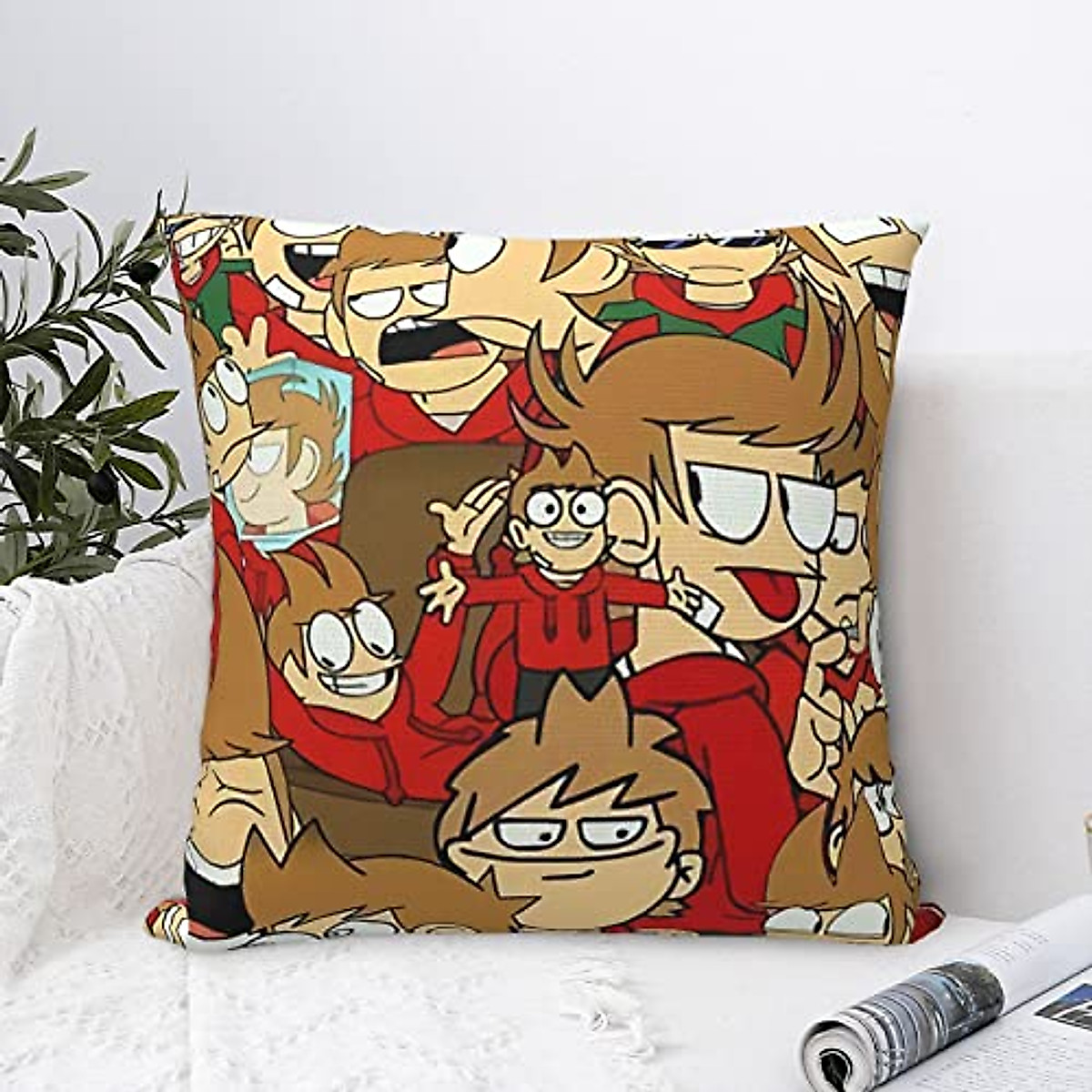 Anime Manga Eddsworld Pillow Covers Decorative Throw Pillow Cases Soft Sofa Bed Pillowcases for Living Room Bedroom Couch 20"X20"