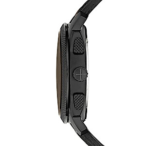 Fossil Men's Machine Quartz Stainless Steel and Leather Chronograph Watch, Color: Black, Dark Brown (Model: FS4656)