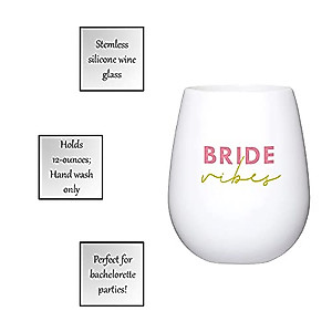 Santa Barbara Design Studio Wedding Collection Silicone Wine Glass, 12-Ounce, Bride Vibes