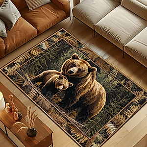 Bear Rug for Living Room, Bear Rugs for Cabin, Bear Decor, Rustic Throw Area Rugs Moose, Bear Skin Rug, Throw Rugs for Living Room 3x5 4x6 5x8 6x9 Ft B33