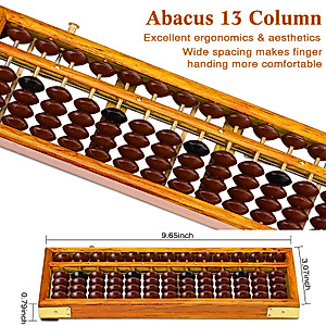Flutesan 2 Pieces Abacus for Adults Kids Math, Wooden Abacus Japanese Chinese Soroban, 17 Column 13 Column Soroban Calculator (13 Column)