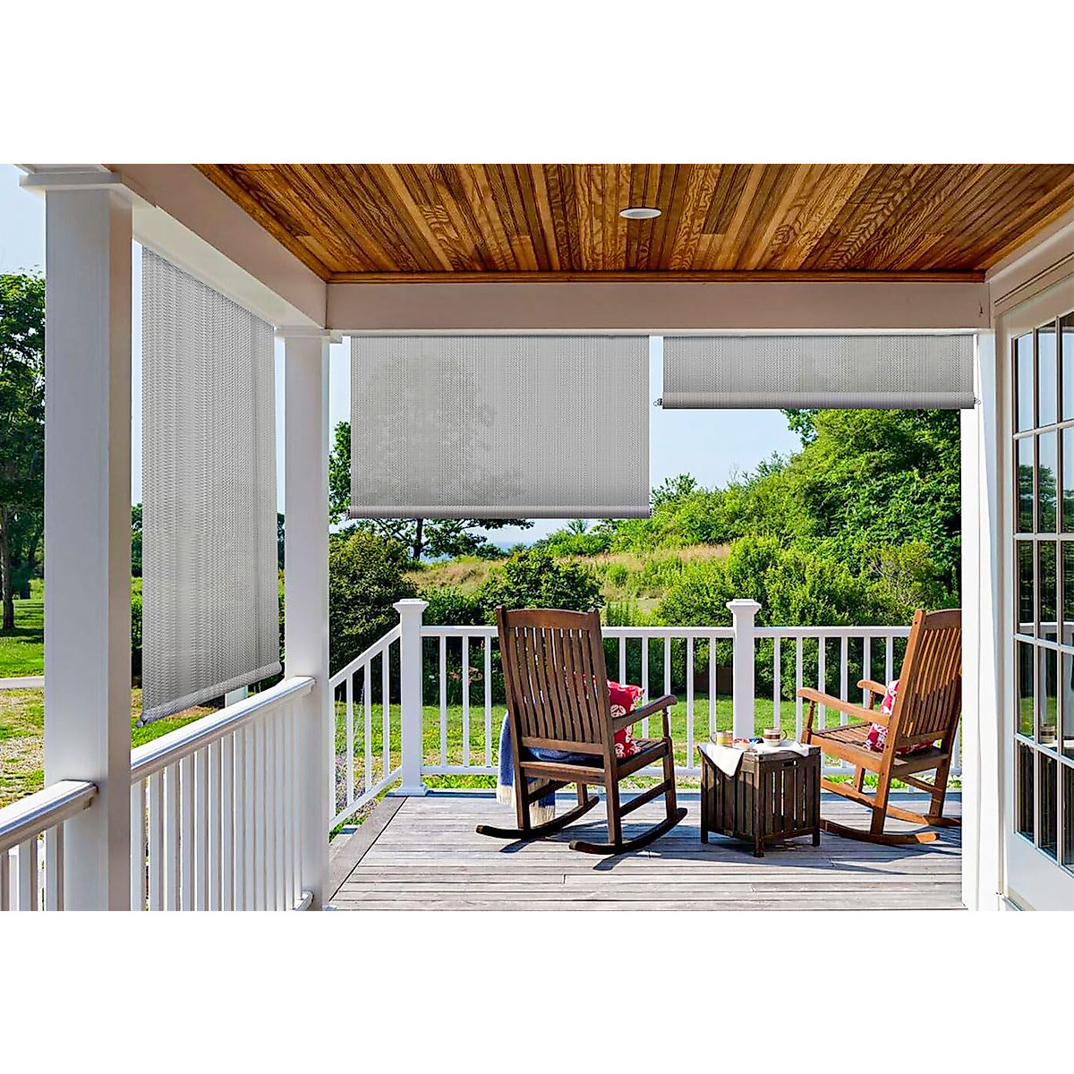 Patio Paradise Shades Roll Up Outdoor 8'Wx6'H Roller Shade Exterior Patio Blinds for Outside Porch Deck Balcony Pergola Carport, Light Grey