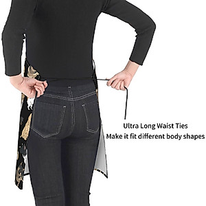 Cute Dog Grooming Apron,Funny Pet Grooming Waterproof Aprons for Women With 2 Pockets & Adjustable Neck,Black Gold Chef Aprons Christmas Gifts for Kitchen Cooking Baking Gardening