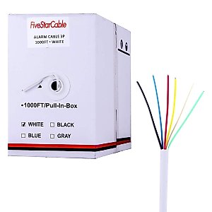 FiveStarCable 22-6 1000 Ft 22 AWG 6 Conductors Alarm Security Wire 22/6 22-6 Security Cable Alarm Audio Power Bulk Cable White