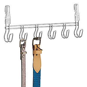iDesign Tru-Grasp Steel/BPA-Free Plastic Under-Shelf Organizer Hooks - 10.6" x 4.1" x 1.3", Clear/Chrome