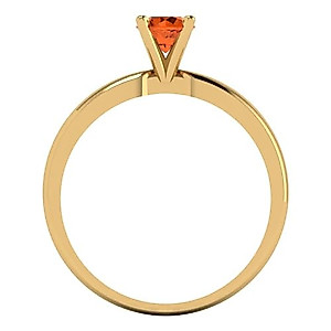 Clara Pucci 0.50ct Round Cut Solitaire Red Simulated Diamond Wedding Bridal Designer Anniversary Engagement Ring in Real 14k Yellow Gold