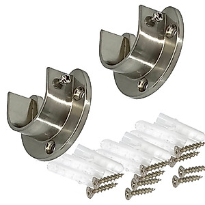 CUSTOM CUT | Up to 72" | HEAVY DUTY Satin Nickel Closet Rod | 32mm Dia. | w/Matching End Brackets