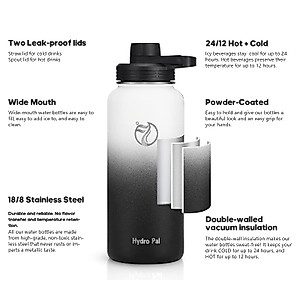 32 Insulated Water Bottles with 2 Leak Proof Lids(Spout Lid and Straw Lid), Wide Mouth Sport Water Bottle with Straw, Stainless Steel Powder-Coated Water Flask, Double Walled Vacuum Thermos