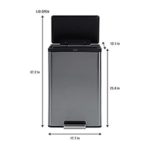 Rubbermaid Stainless Steel Metal Step-On Trash Can for Home and Kitchen, Charcoal, 12 Gallon, 2112520