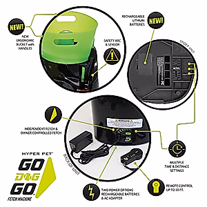 Hyper Pet GoDogGo Fetch Machine Dog Ball Launcher & Automatic Ball Launcher for Dogs With Five 2.5" Balls for Dogs 20-60 Pounds