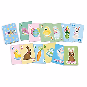 Arizona GameCo Easter Bunny Go Fish Card Game | Kids Ages 4-9 | Play 3 Fun Games Including Go Fish, Slap Jack & Old Maid Using 1 Deck | an Ideal Easter Gift or Use as Basket Stuffers for Girls & Boys