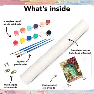 Scenery Paint By Numbers for Adults 4 Pack - DIY Adult Paint by Number Kits On Canvas Door Flowers Sunset Painting by Numbers for Beginners,Acrylic Paint Butterfly Crafts for Home Decor 12x16 Inch