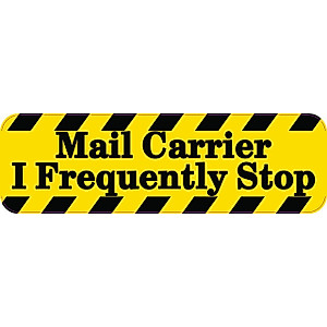 StickerTalk Mail Carrier Frequently Stops Vinyl Sticker, 10 inches by 3 inches