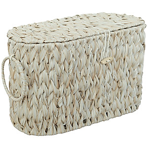 Coeusy Toilet Paper Basket,Wicker Toilet Paper Storage with Lid,Toilet Paper Storage Bin Container with Handle,Decorative Boho Bathroom Toilet Paper Organizer Holder,Free Standing-Cream White