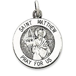 IceCarats 925 Sterling Silver Vintage Saint Matthew Medal Necklace Charm Pendant Only