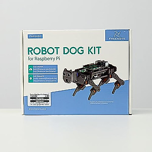 FREENOVE Robot Dog Kit for Raspberry Pi 4 B 3 B+ B A+, Walking, Self Balancing, Ball Tracing, Face Recognition, Ultrasonic Ranging, Camera Servo (Raspberry Pi NOT Included)