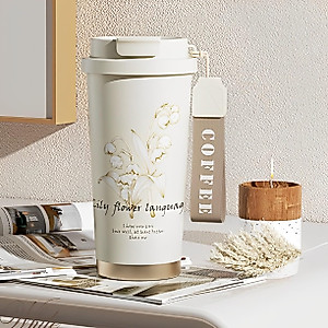 Simple Modern Travel Coffee Mug Tumbler with 360° Sealing | Ceramic-Lined Insulated Stainless Steel Cold Brew Iced Coffee Cup Thermos | Gifts for Women Men Her Him 17oz (White)