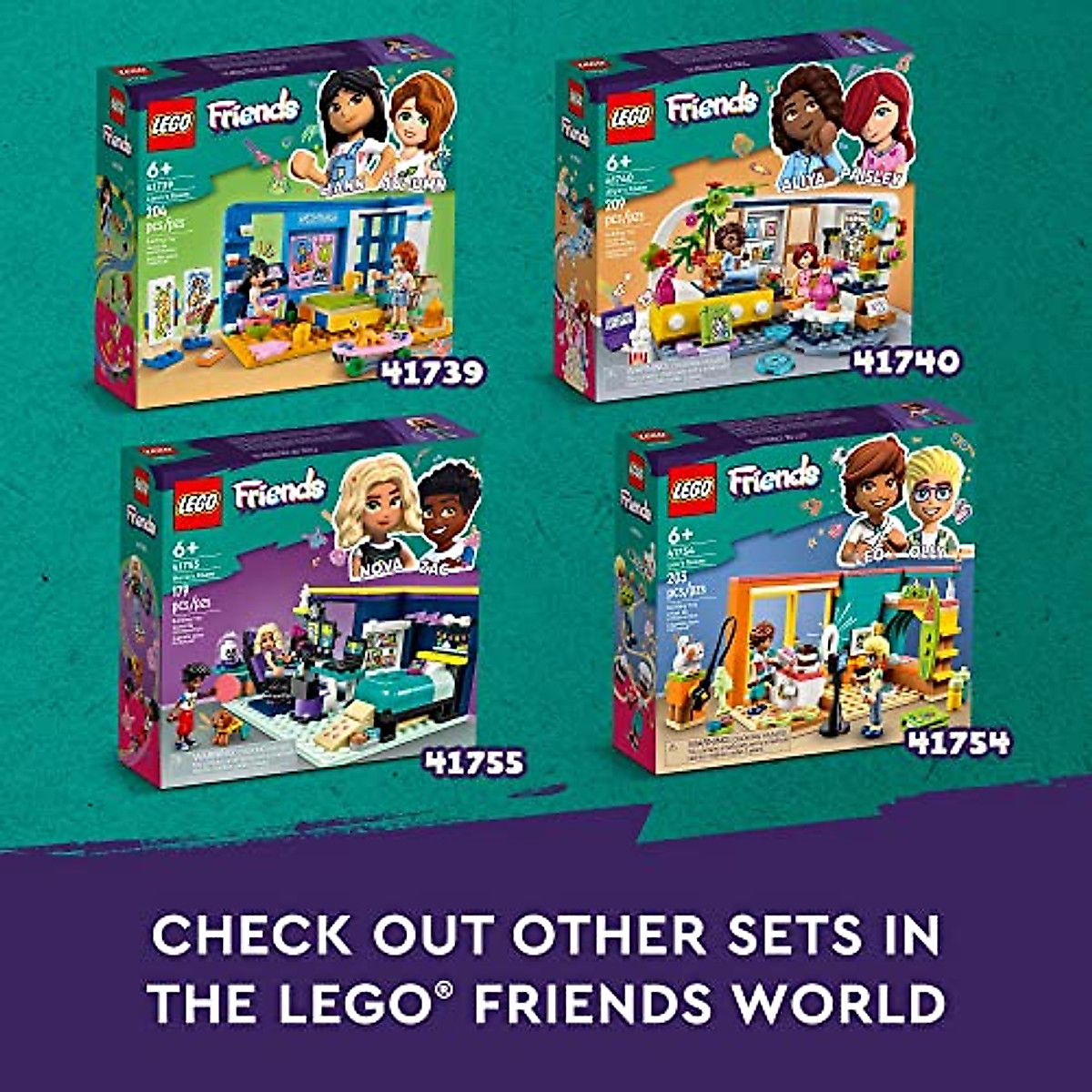LEGO Friends Nova's Room Gaming Themed Bedroom Playset 41755, Collectible Toy with Zac Mini-Doll and Pickle The Dog, Small Gift Idea for Kids 6 and Up
