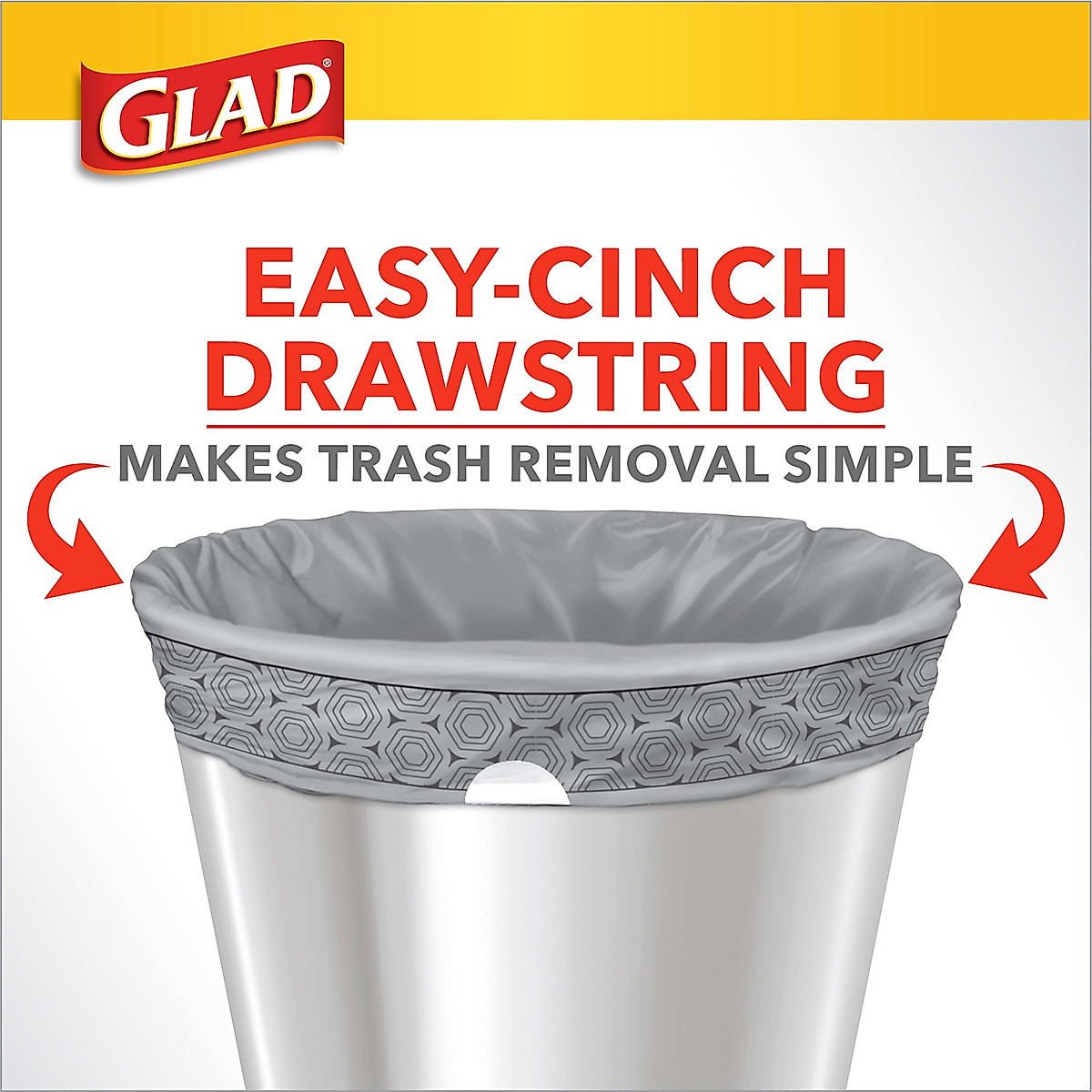 Glad Medium Drawstring Trash Bags with Clorox, 8 Gal, Lemon Fresh Bleach, 80 Ct (Package May Vary)