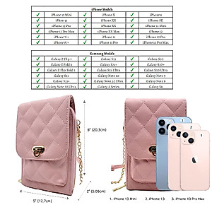 Bhumane Small Crossbody Phone Leather Bag for Women Mini Shoulder Wallet Card Purse (D - Pink)