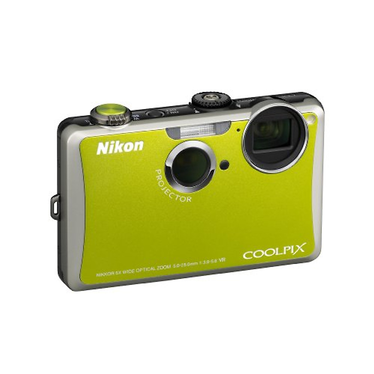 Nikon Coolpix S1100pj 14 MP Digital Camera with 5x Wide Angle Optical Vibration Reduction (VR) Zoom and 3-Inch LCD and Built-in Projector (Green)