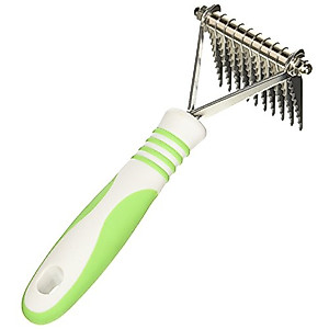 Andis 66050 De-Matting Rake with 10 Blades - Grooming Brush with Safety Edges & Promotes Healthy Skin & Coat - Non-Slip Handle, De-Shedding & Perfect for Long-Haired Breeds, Green, 7.5", 1 Pack