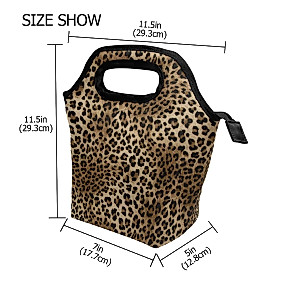 Naanle Leopard Print Insulated Zipper Lunch Bag Cooler Tote Bag for Adult Teen Men Women, Animal Print Lunch Boxes Lunchboxes Meal Prep Handbag